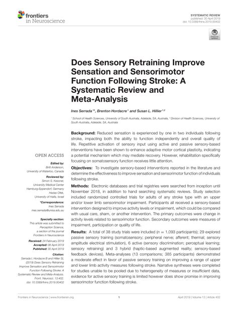 pdf does sensory retraining improve sensation and sensorimotor