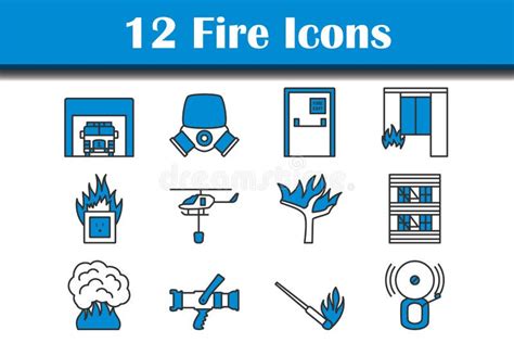 Fire Icon Set Stock Vector Illustration Of Firefighting 254986354