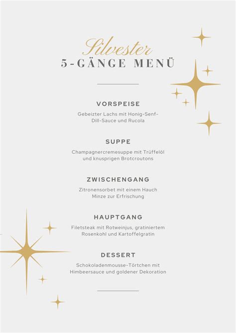 Kostenlos Anpassbare Vorlagen Zum Thema Silvester Menü Canva