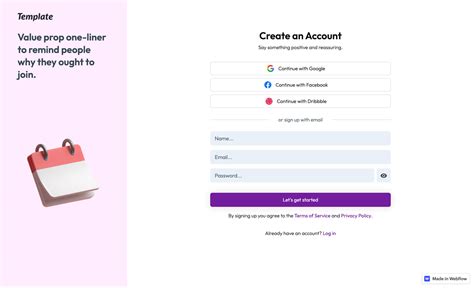 subscriber signup with pricing free webflow component