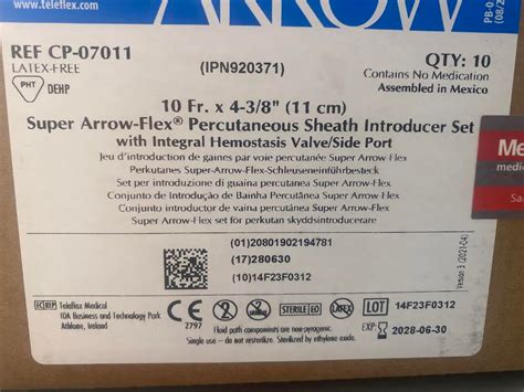 Cath Lab 10fr X 11cm Super Arrow Flex Sheath Introducer Sets With Wire Guides Box 10