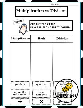 Multiplication Vs Division Sort By DBsKnees TPT