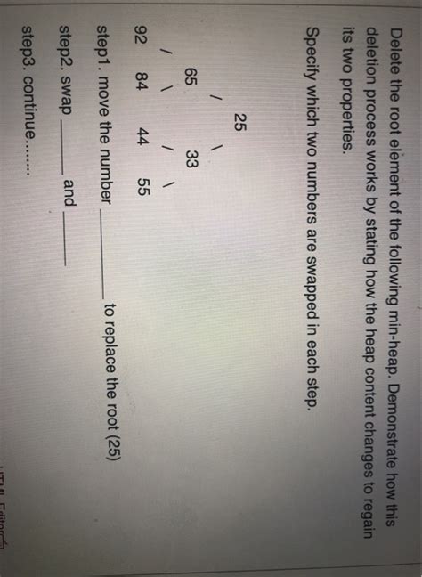 Solved Delete The Root Element Of The Following Min Heap