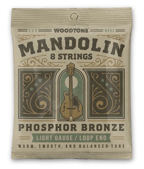 Mandolin Strings Light Gauge Phosphor Bronze Non Coated Woodtone