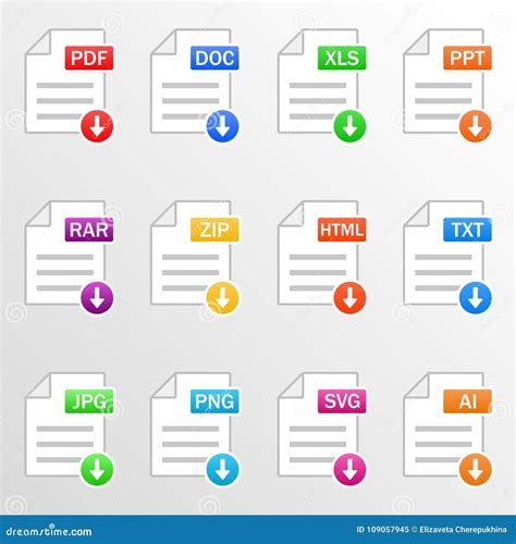 Document Files Icon Set Download File Formats Pdf Doc Xls Ppt