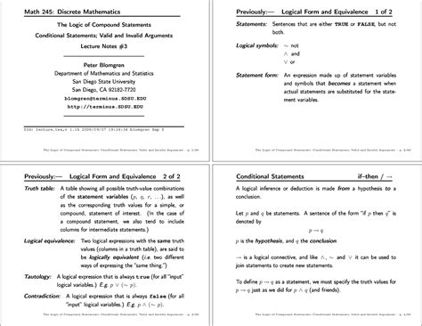 The Logic Of Compound Statements Lecture Slides Math 245 Study