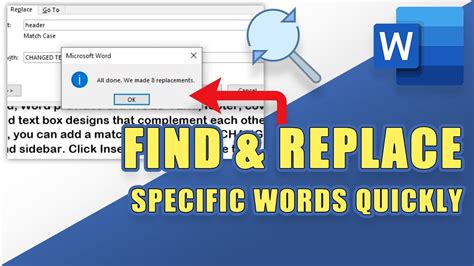 how to find and replace specific words quickly in a word document youtube