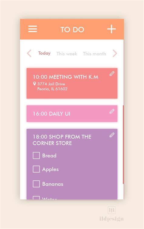 For Today S UI Practice I Chose As Topic To Design A To Do List User Interface I Wanted To Keep