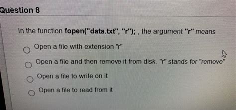 Solved Question 8 In The Function Fopendatatxt R