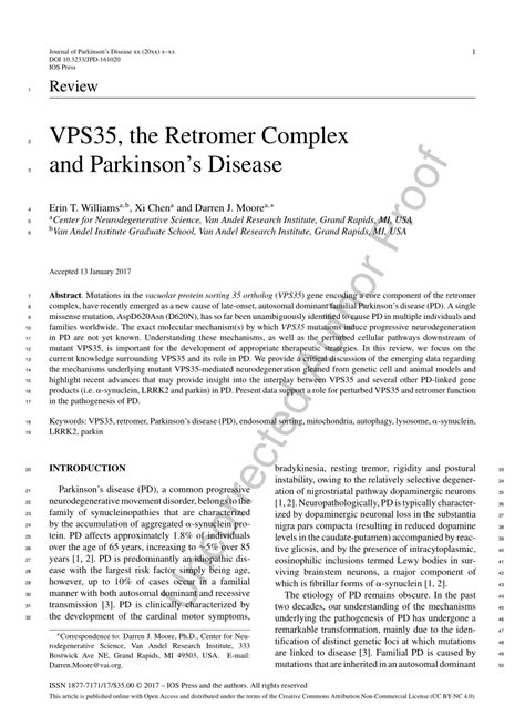 Pdf Vps35 The Retromer Complex And Parkinsons Disease