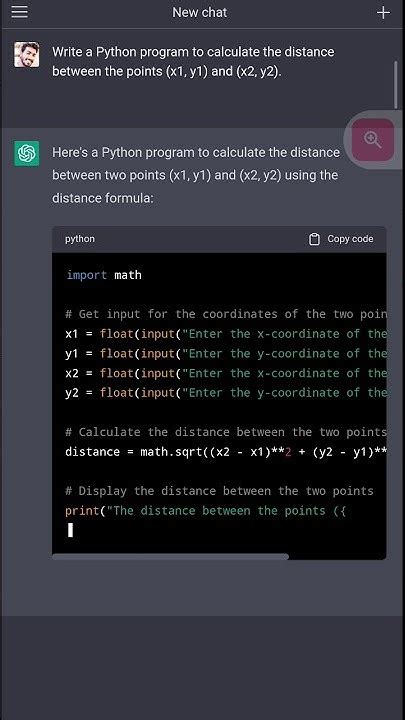 Write A Python Program To Calculate The Distance Between The Points X1