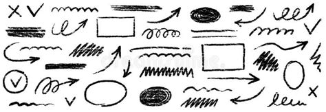 Chalk Scribble Arrow Line Brush Set Crayon Arrow Underline