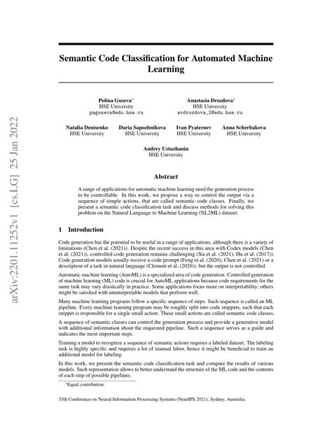 Pdf Semantic Code Classification For Automated Machine Learning