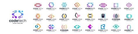 Premium Vector Set Of Code Logos Designs Template Modern Coding Logo