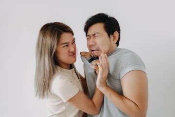 Premium Photo Domestic Violence Of Wife Hitting Husband Isolated On White