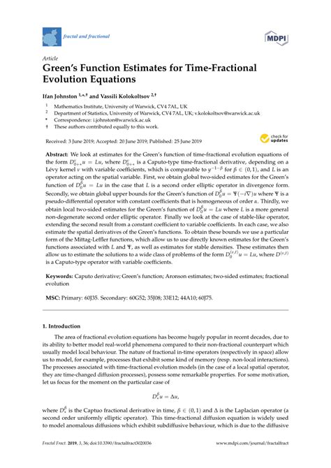 [pdf] Greens Function Estimates For Time Fractional Evolution Equations