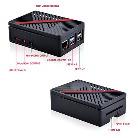 52pi raspberry pi 5 case abs case with armor lite v5 heatsink fan for