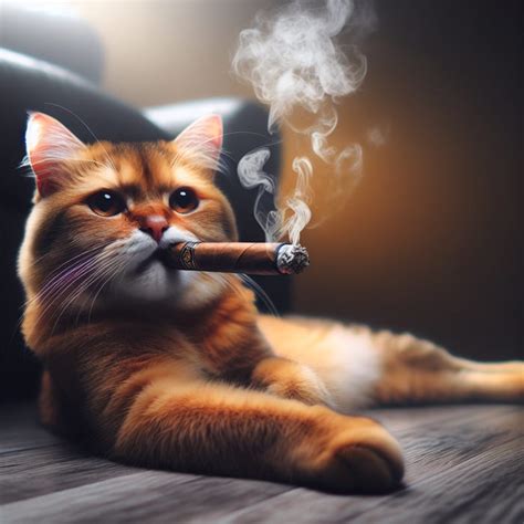 Cigar Smoking Cat Fascinating Image Ai Art Generator Easy Peasyai