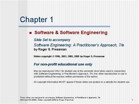 Chapter 1 N Software Software Engineering Slide Set