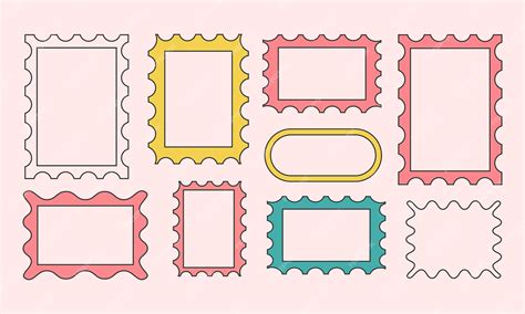 Premium Vector Set Of Different Rectangle Frames With Wavy Edges Cute Rectangular Shapes With
