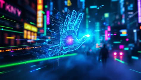 Free Digital Hand Creates Image Holographic Cyberpunk Digital