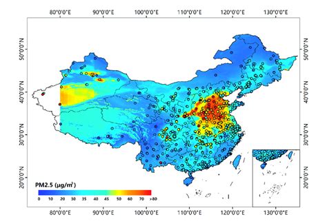 Aod Hm Derived Annual Pm 25 Concentrations And Measurements Of