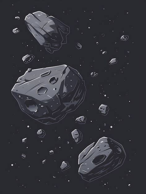 Premium Photo Set Of Simple Asteroid 16 Bit Pixel With Craters And