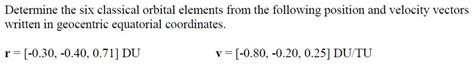 Determine The Six Classical Orbital Elements From The