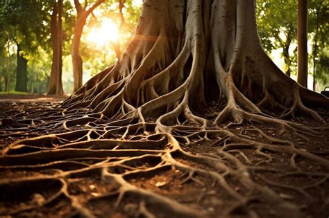 Premium Photo Tree Root System Growing Down Into Soil