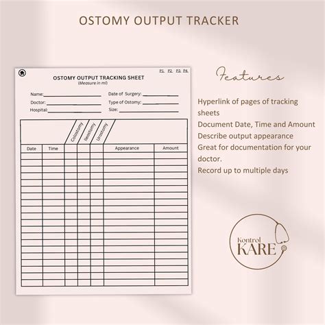 Ostomy Output Tracker Post Operative Record Sheet Surgical Drain Log Post Op Log Gi Surgery