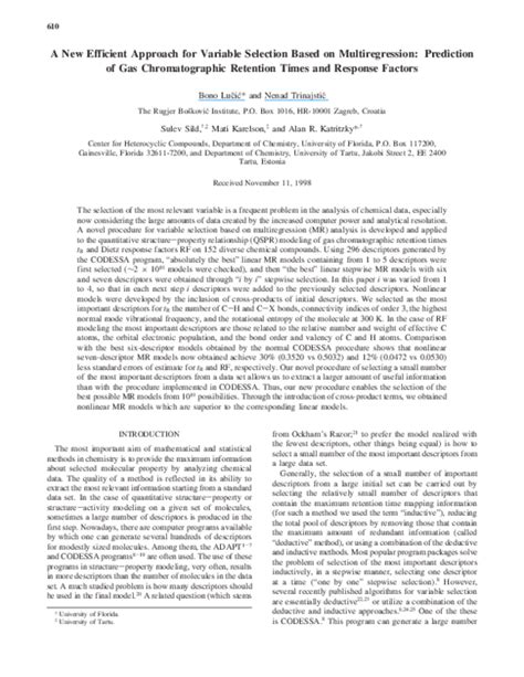 pdf a new efficient approach for variable selection based on