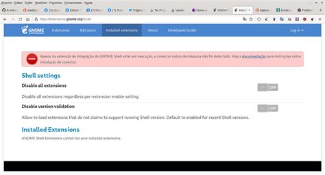 The Gnome Shell Extensions And The Gnome Shell Extension Flatpak Are Installed And The Browser