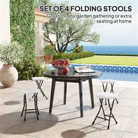 Outsunny Set Of Four Folding Carry Stools White Furnedo
