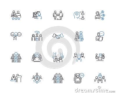 Cohesion Line Icons Collection Unity Integration Togetherness Collaboration Harmony