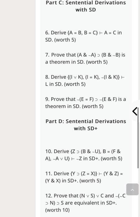 Solved Part A Arguments And Symbolization 1 Symbolize The