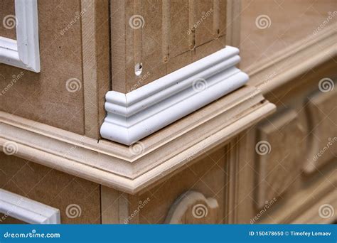 Mdf Cabinet Carcass With Moldings And Decor Home Library With Classic Design Wooden Furniture