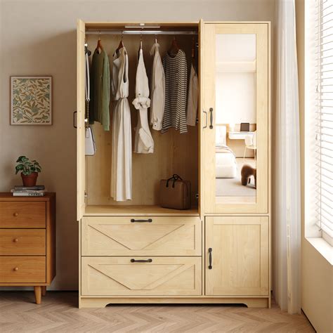 Latitude Run® Armoire Wardrobe Closet With 4 Doors Bedroom Armoires