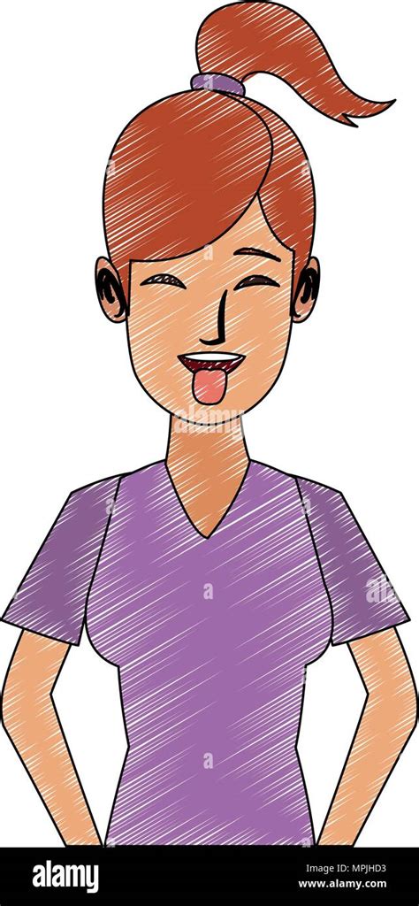 Young Woman Cartoon Scribble Stock Vector Images Alamy
