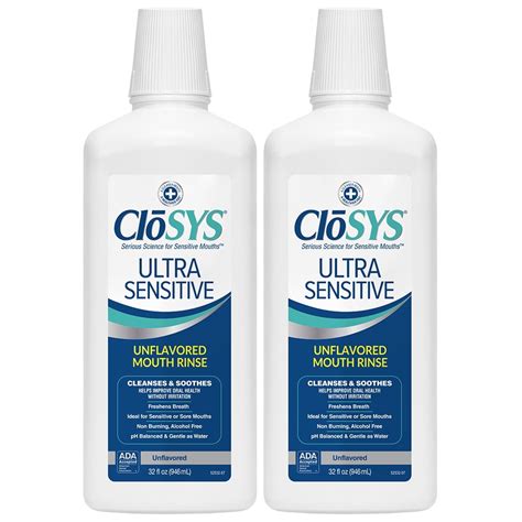 Closys Ultra Sensitive Oral Rinse Unflavored Alcohol Free 32oz Pack