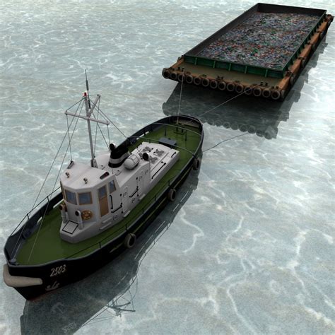 Remolcador Y Barcaza Modelo 3d 149 3ds Fbx Max Obj Free3d