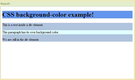 CSS Style Set The Background Color Of Different Elements Discovering Asp Net Techniques