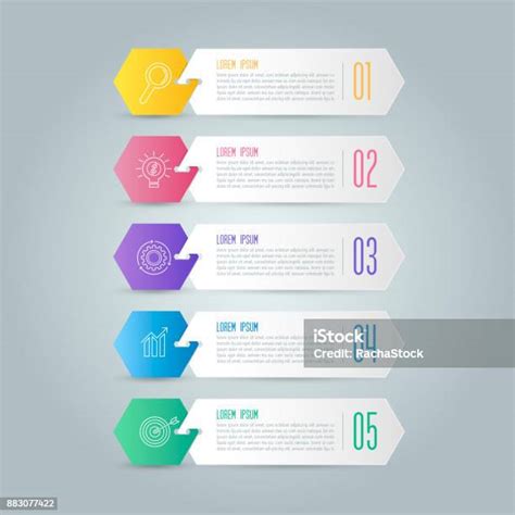 5 옵션 부품 또는 프로세스와 Infographic 위한 창조적인 개념 타임 라인 Infographic 비즈니스 디자인과 마케팅 아이콘이 프레 젠 테이 션 연례 보고서