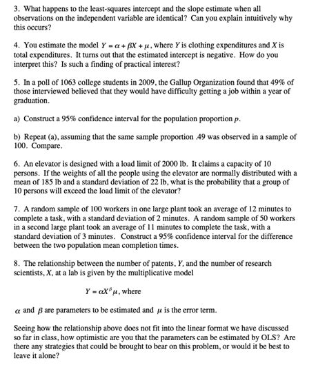 Solved What Happens To The Least Squares Intercept And Chegg Com