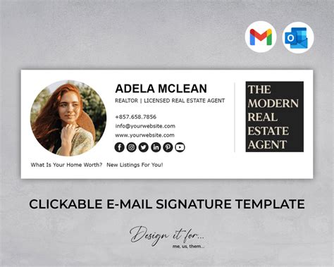 Clickable Email Signature Template Gmail Outlook E Mail Signature Html Clickable Links Social