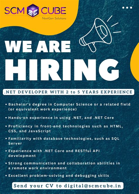 Scmcube Technologies On Linkedin Hiring Dotnet Software Dotnetdeveloper Scm