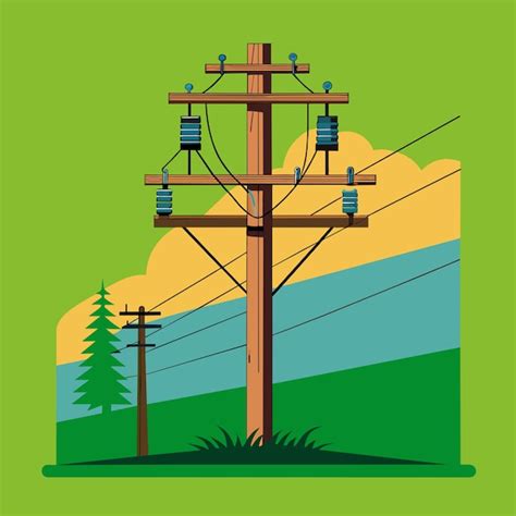 A Picture Of A Power Pole With Power Lines And Trees On It Premium AI Generated Vector