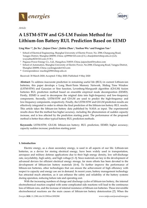 pdf a lstm stw and gs lm fusion method for lithium ion battery rul