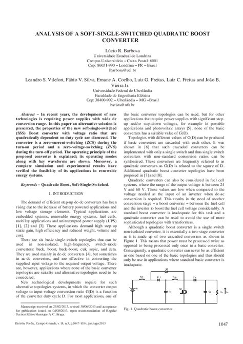 Pdf Analysis Of A Soft Single Switched Quadratic Boost Converter