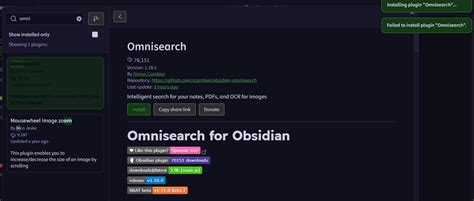 Cannot Updateinstall Omni Search After Last Update Bug · Issue 185 · Scambierobsidian