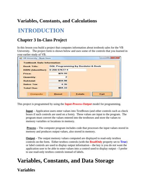 Chapter Three Variables Pdf Data Type Variable Computer Science